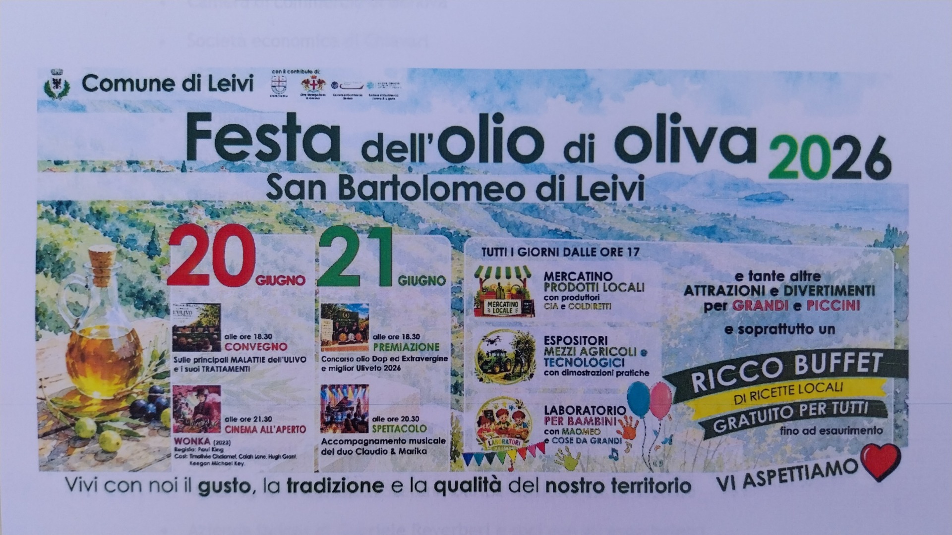 A San Bartolomeo di Leivi torna la grande Festa dell’Olio di Oliva 2026 ...
